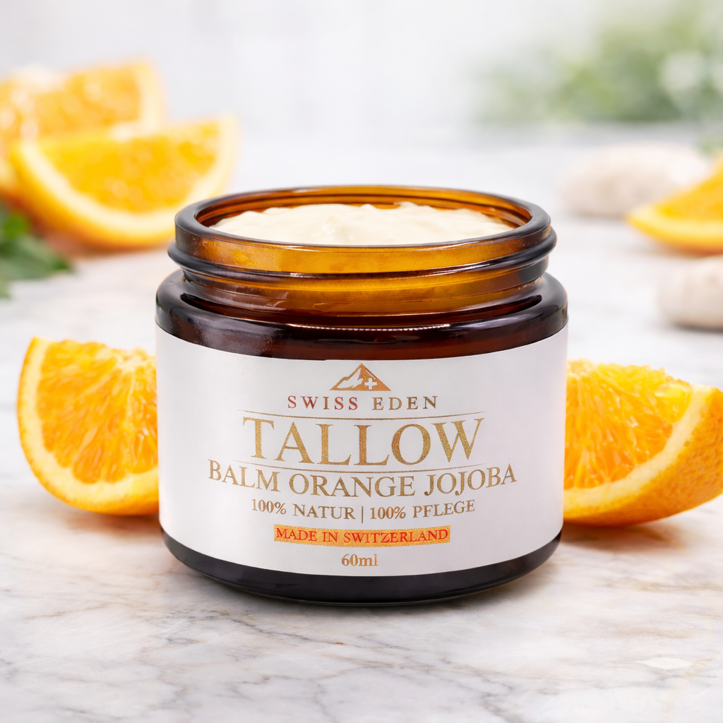 Tallow Balm Orange Jojoba – frische Pflege bei trockener Haut – Swiss Eden